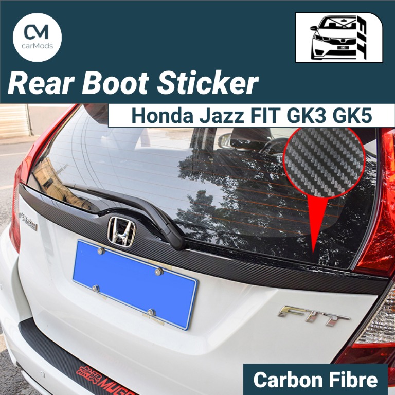 Honda Fit/Jazz GK Rear Boot Sticker Carbon Fibre, Car Accessories ...