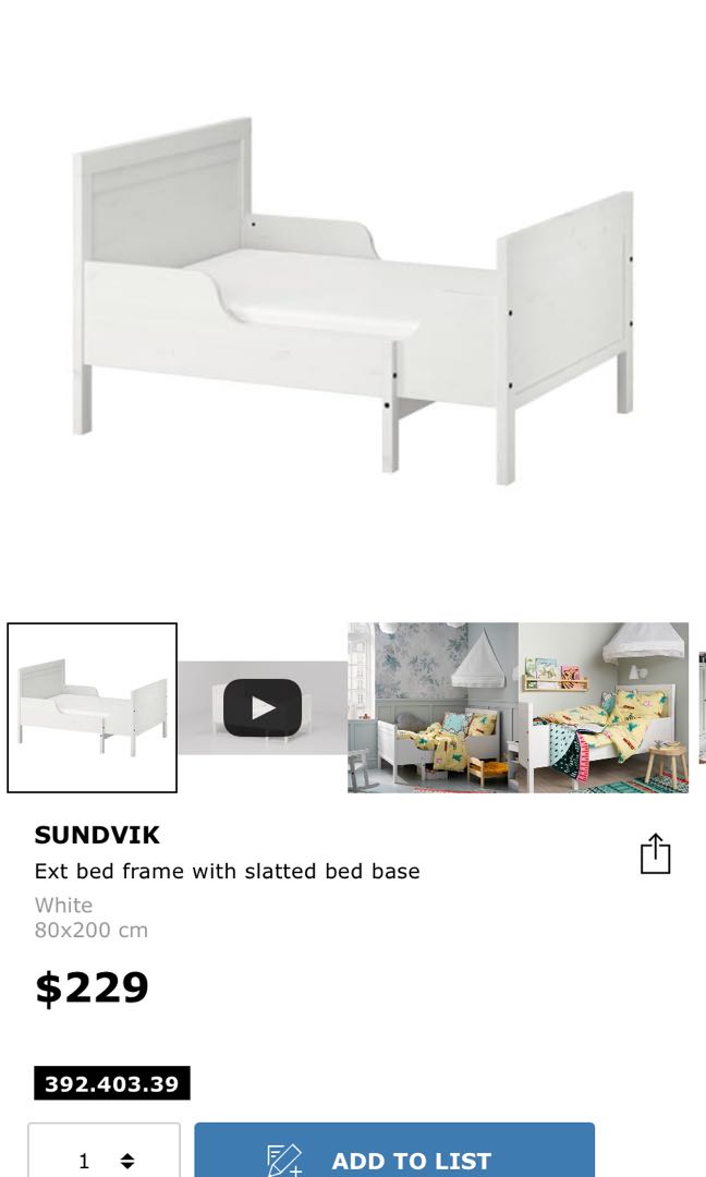 IKEA SUNDVIK extendable bed, Furniture & Home Living, Furniture, Bed ...