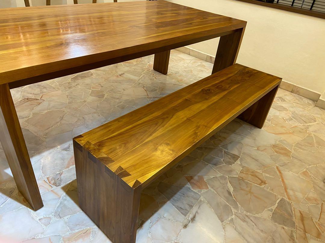Timbre dining table/ long bench / solid wood/ dining set, Furniture ...