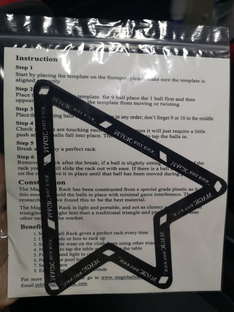 9 ball pool magic rack, Sports Equipment, Sports & Games, Billiards ...