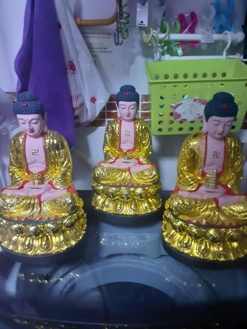 三宝佛像 The Buddha of the three jewels buddha statue, Hobbies & Toys ...