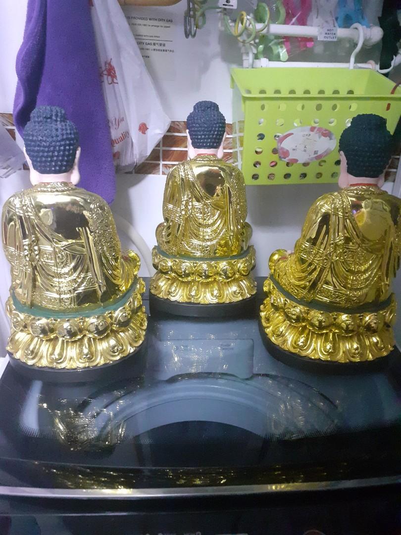 三宝佛像 The Buddha of the three jewels buddha statue, Hobbies & Toys ...