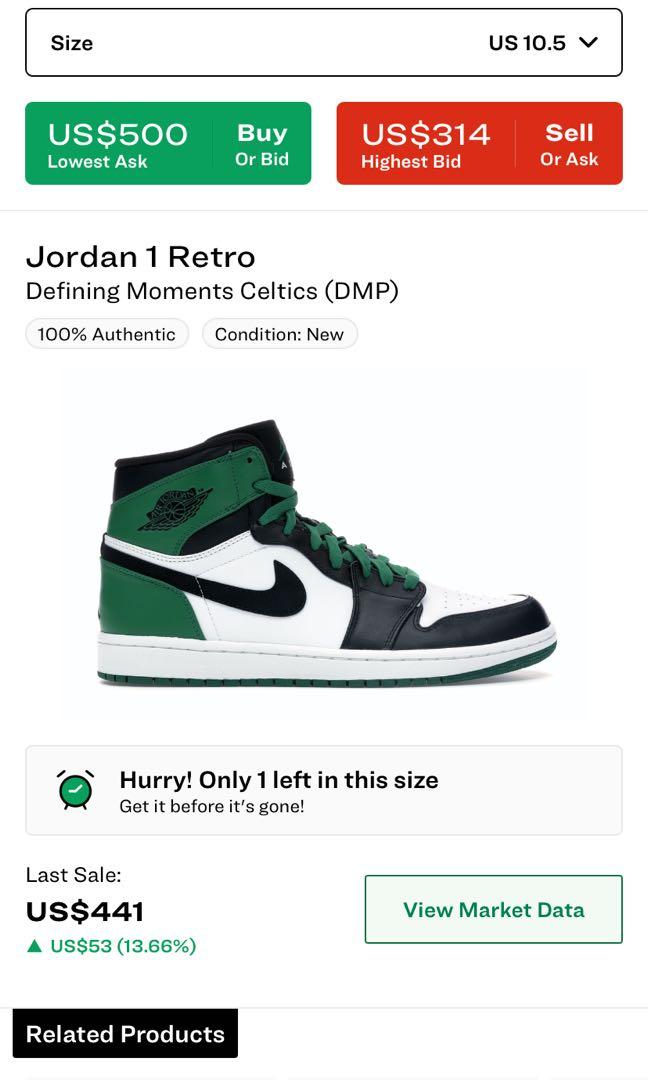 Air Jordan 1 Retro Defining Moments Celtics DMP Pack, Men's Fashion ...