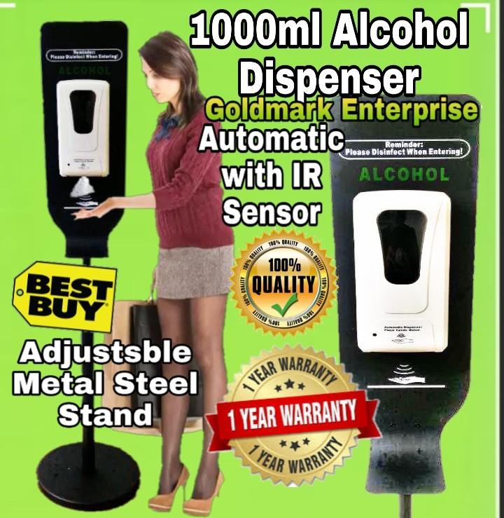 Alcohol Dispenser 1000ml Automatic With Metal Steel Stand, Beauty ...