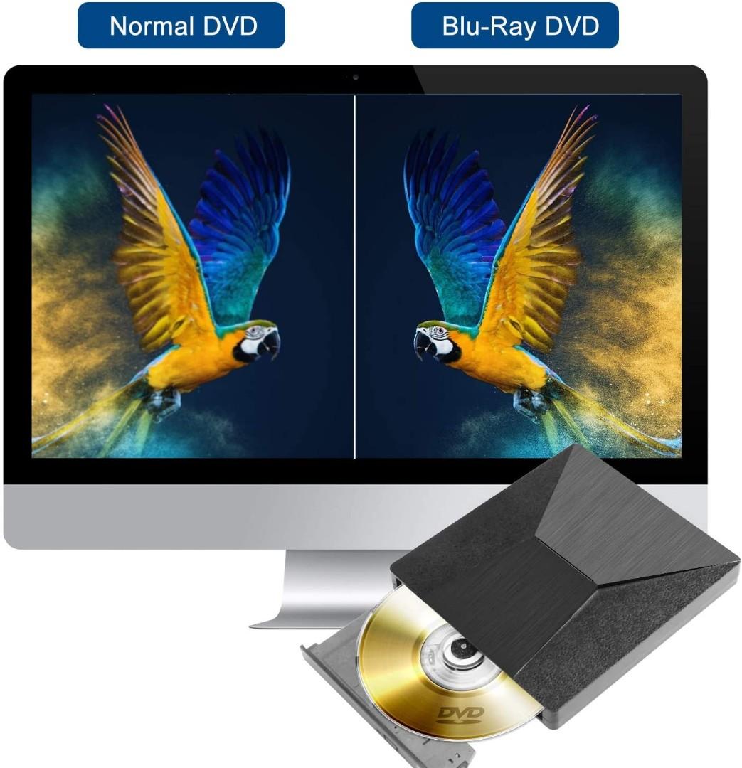 External 4K Blu ray 3D DVD Player, Slim Bluray USB 3.0 & Type-C CD DVD ...