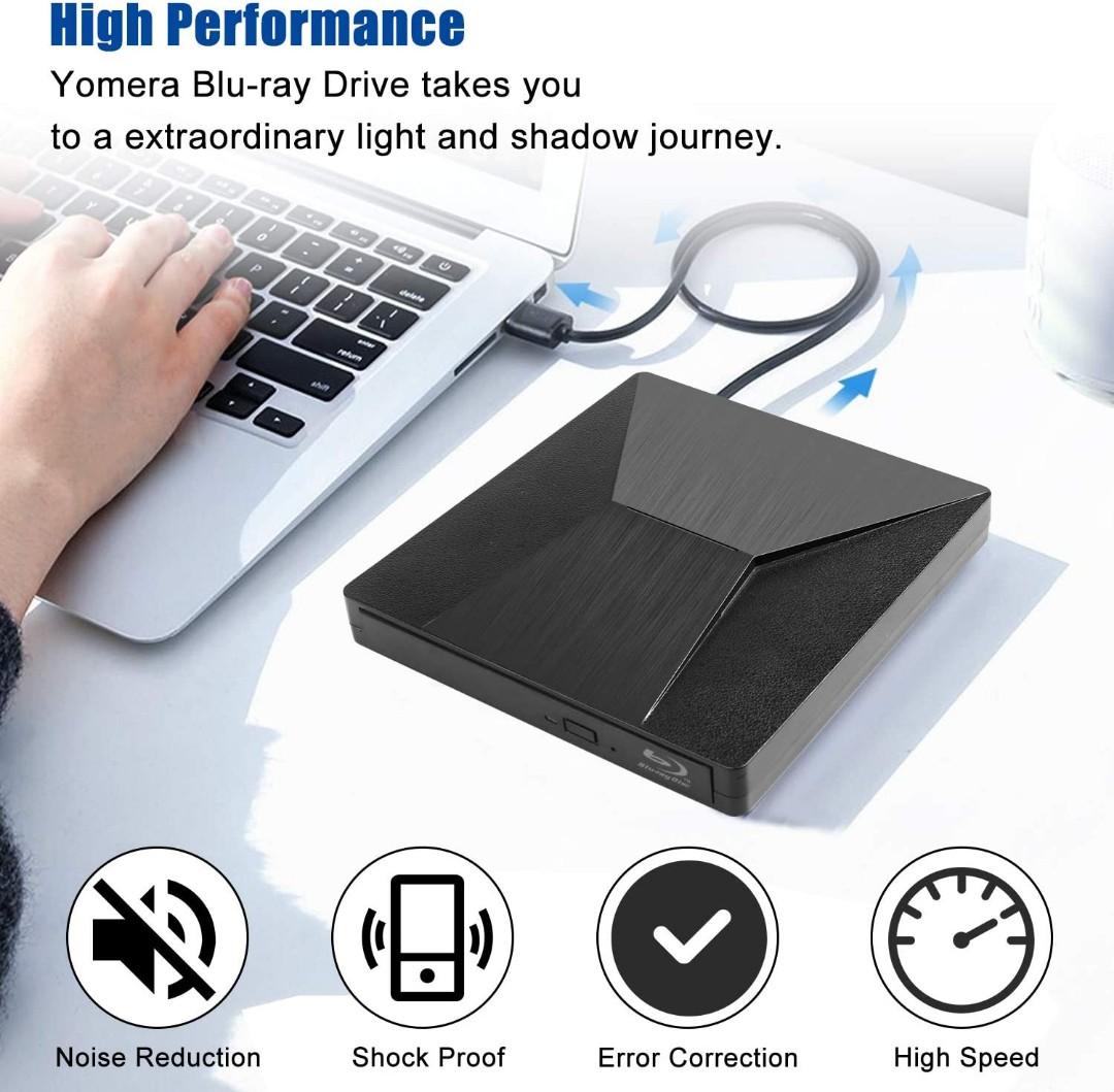 External 4K Blu ray 3D DVD Player, Slim Bluray USB 3.0 & Type-C CD DVD ...