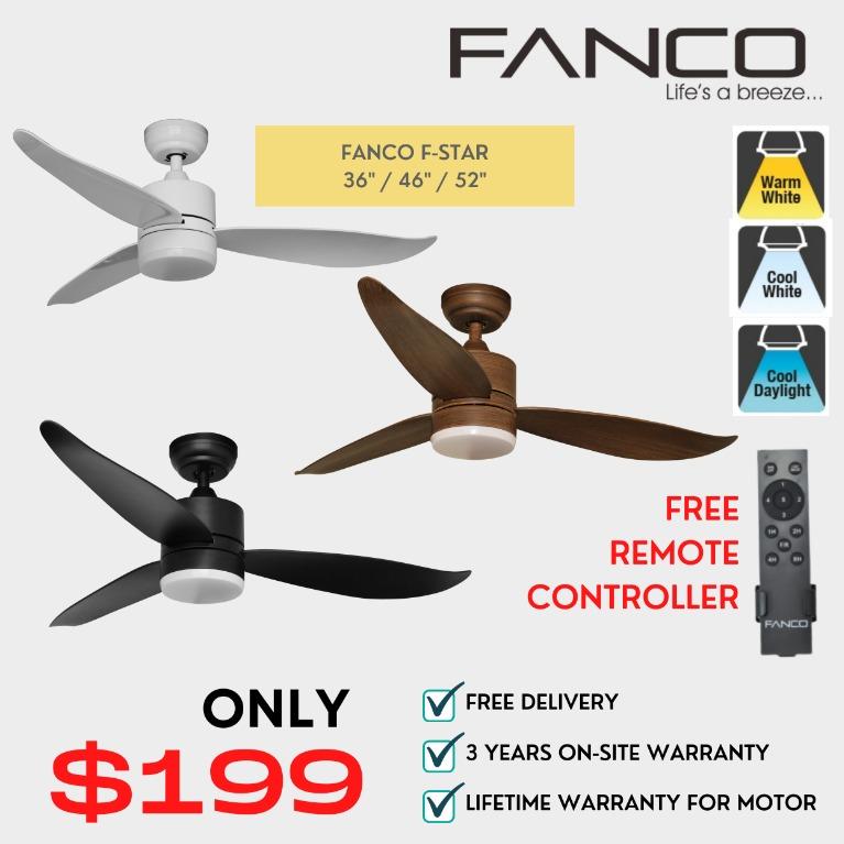 Fanco F-Star DC Motor Ceiling Fan, Furniture & Home Living, Lighting ...