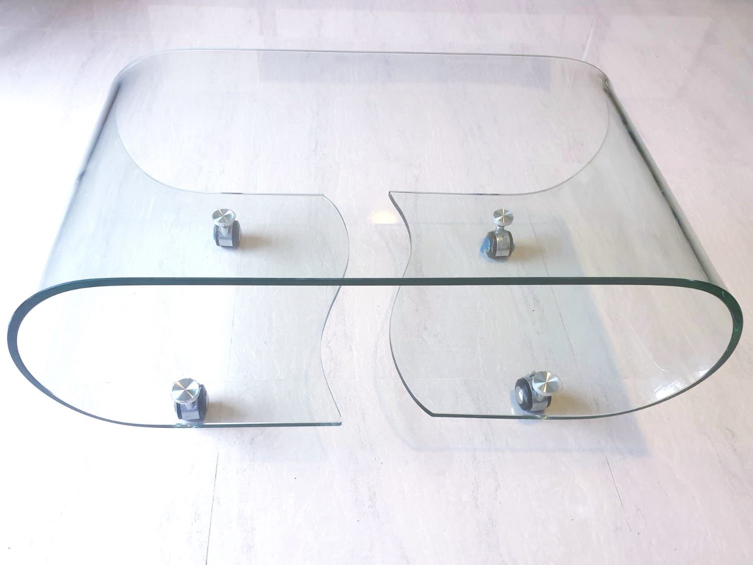Glass Coffee Table with Wheels (with stopper), Furniture & Home Living ...