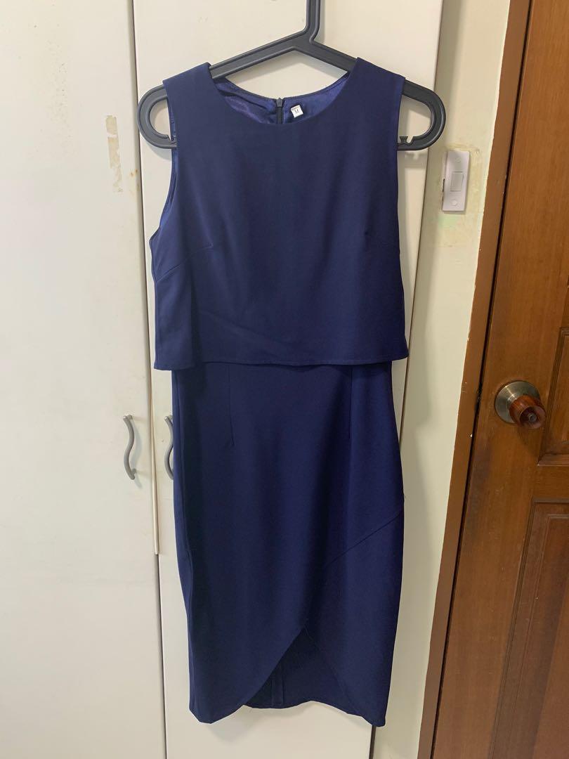 navy blue shift work dress, Women's Fashion, Dresses & Sets, Dresses on ...