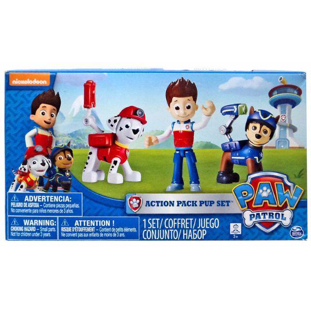 Paw Patrol Action Pack Pups Figure Set, 3-Pack, Ryder, Chase and ...