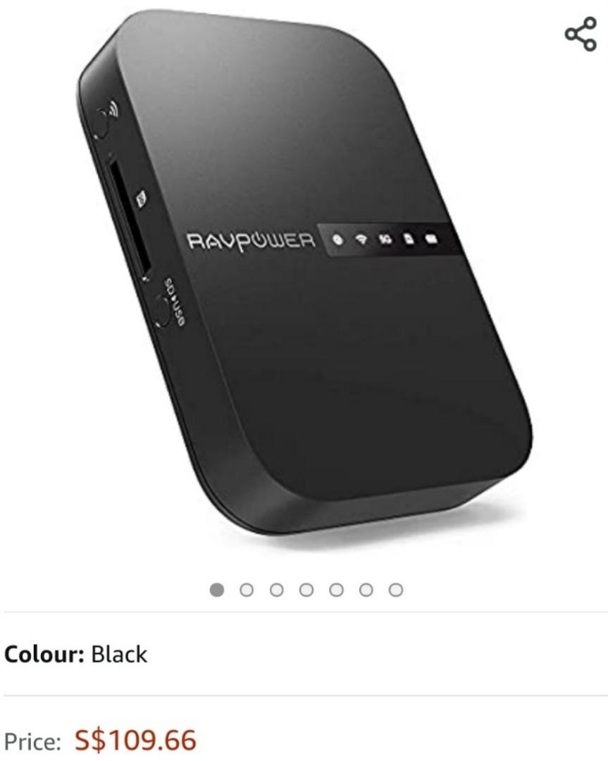 RAVPower FileHub, Travel Router AC750, Wireless SD Card Reader, Connect ...