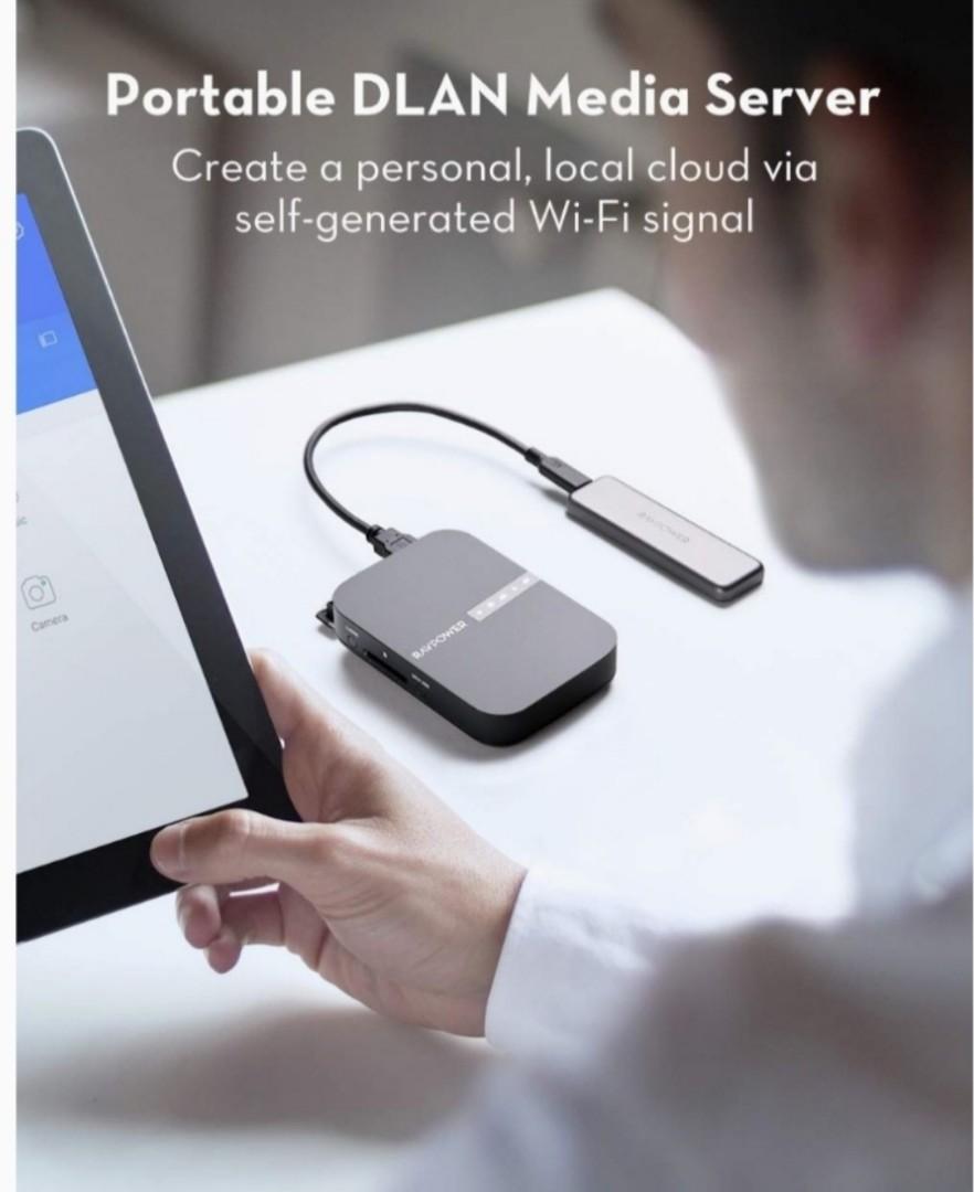 RAVPower FileHub, Travel Router AC750, Wireless SD Card Reader, Connect ...