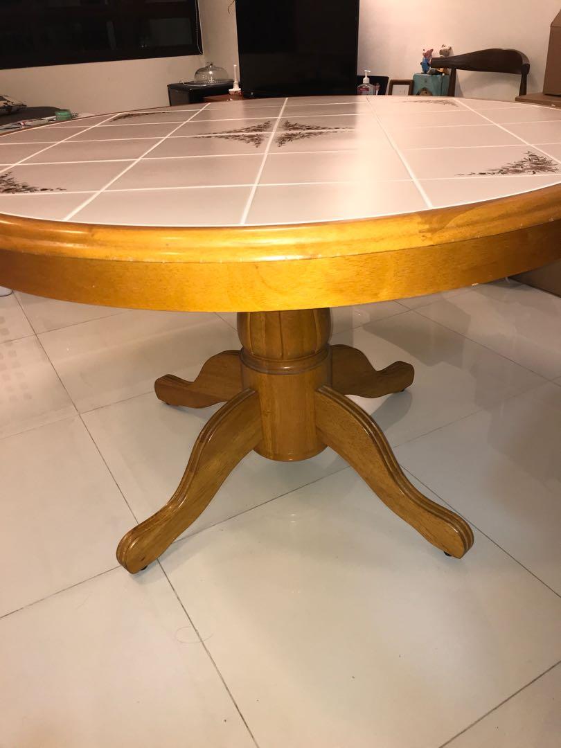 Round table, tiled top, 120 cm diameter, Furniture & Home Living ...