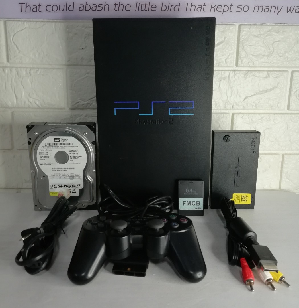 Sony PlayStation 2 Midnight Black HDBoot 80Gb Full of Games Bundle [PS2 ...