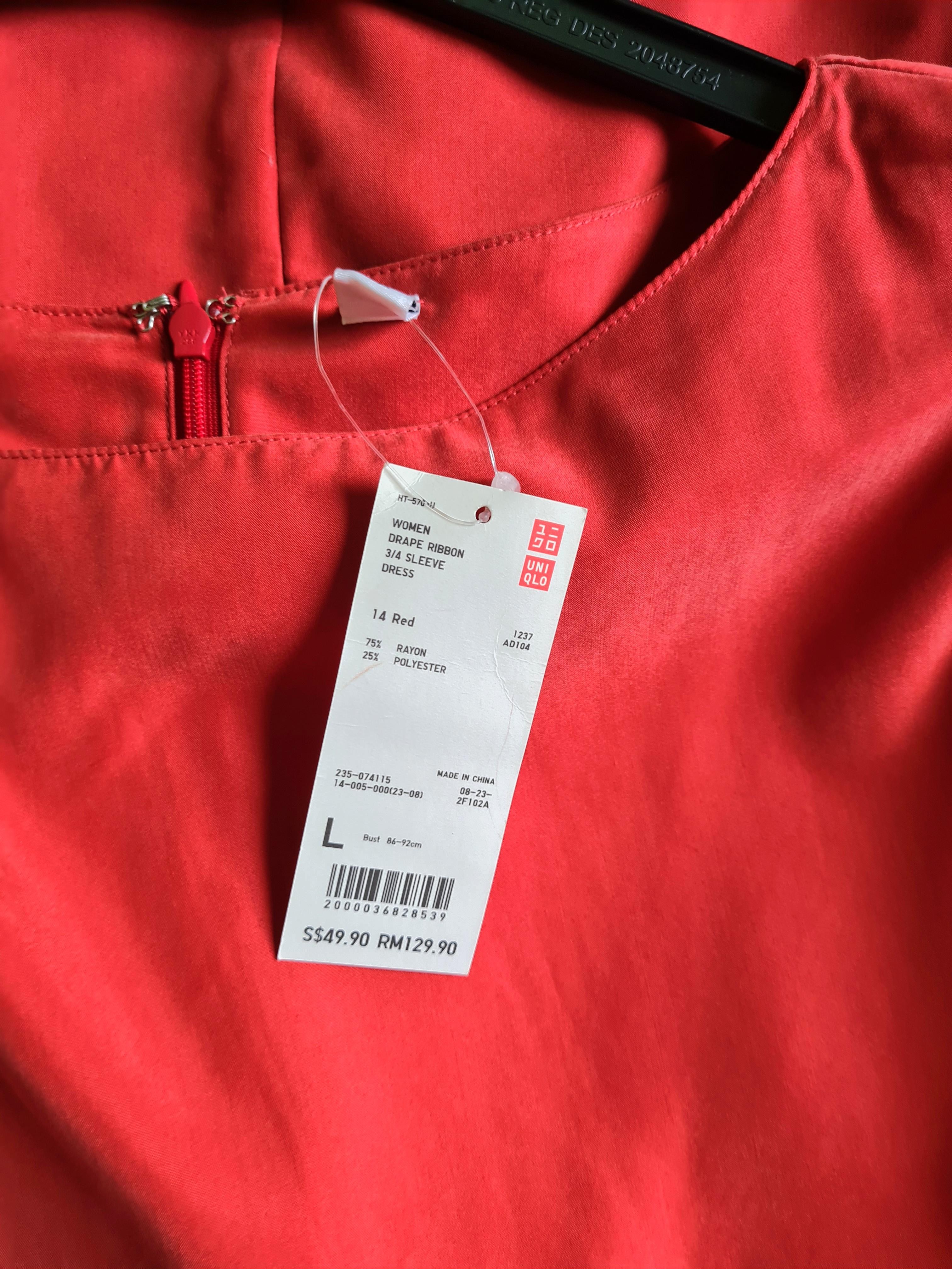 BNWT Uniqlo Red Dress, Women's Fashion, Tops, Sleeveless on Carousell