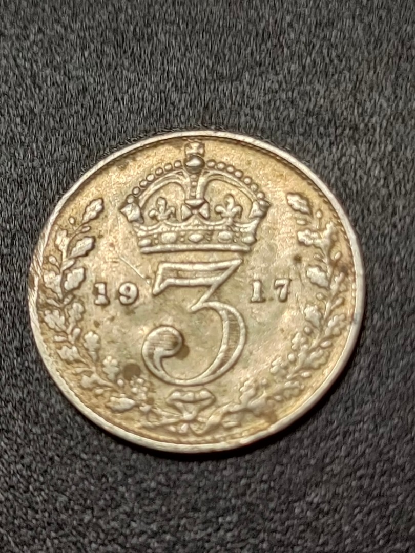 Vintage UK King George V 3 Pence Silver Coin 1917, Hobbies & Toys ...