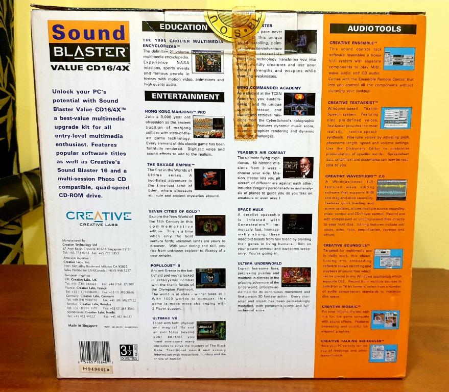 (VINTAGE/RETRO) Sound Blaster Value CD16/4X - BOX ONLY, Computers ...