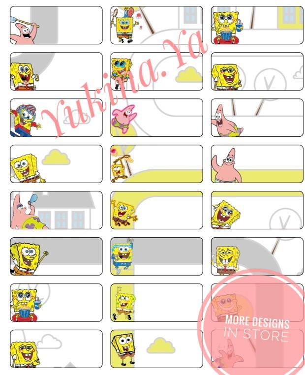 Spongebob medium Personalized Name Sticker customize, Hobbies & Toys ...