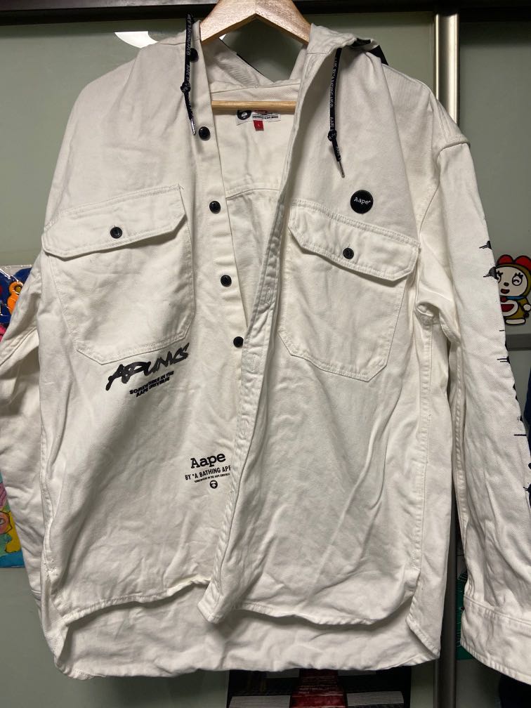 Aape white denim jacket, Men's Fashion, Coats, Jackets and Outerwear on ...
