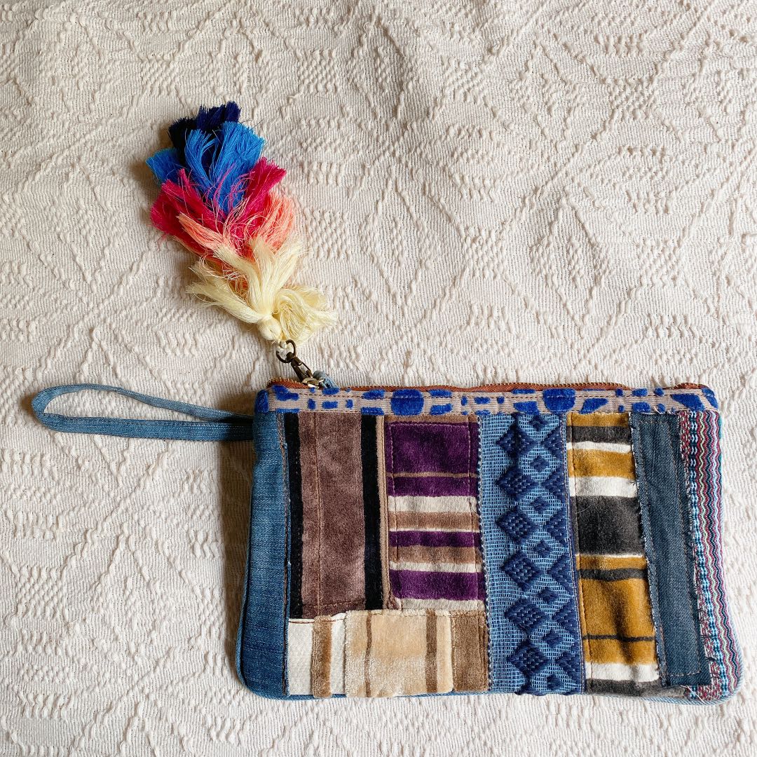 Denim Patchwork Clutch, Women's Fashion, Bags & Wallets, Clutches on ...