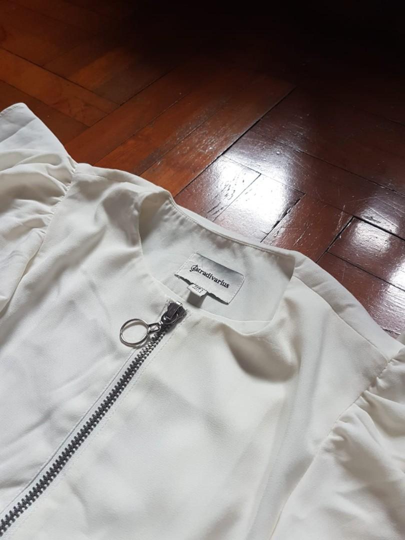 Jaket stradivarius, jaket putih, jaket branded murah, jaket crop, jaket ...
