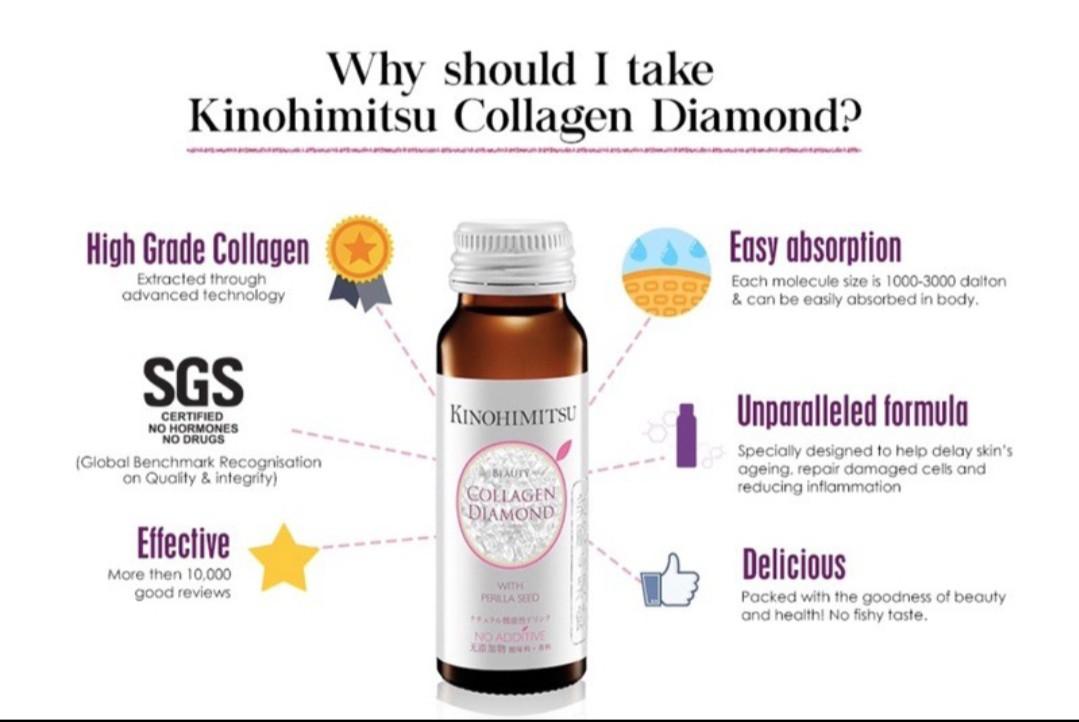 Kinohimitsu Collagen Drink 5300mg, Health & Nutrition, Health ...