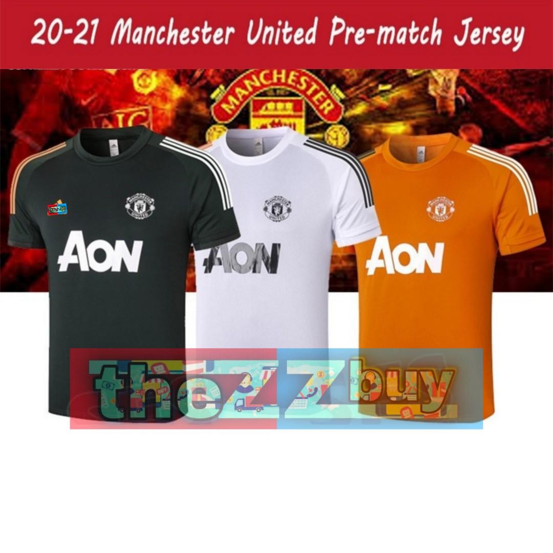MU Man U Pre-match Training kit Jersey 20-21 Men Football Jersey Soccer ...