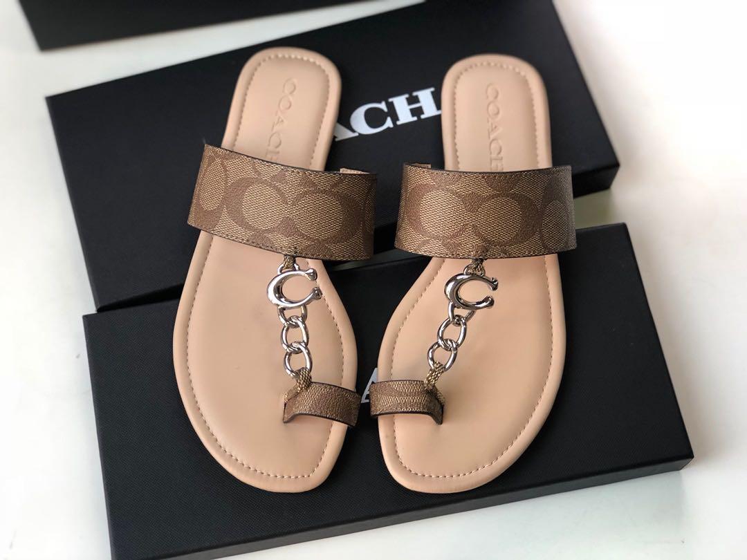New Coach Sandals With C Logo Chain, Women's Fashion, Footwear ...