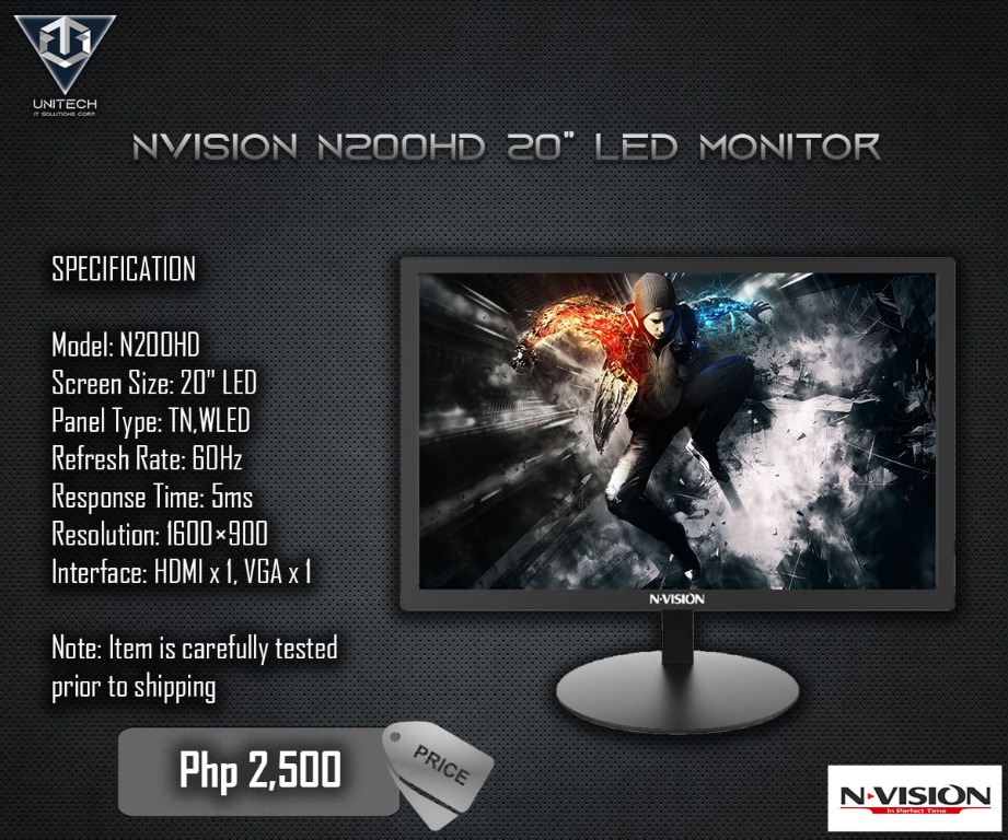 NVISION N200HD 20" LED Gaming MONITOR, Computers & Tech, Parts ...