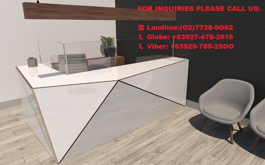 RECEPTION TABLE WITH ACRYLIC CLEAR GLASS OFFICE PARTITION, Furniture ...