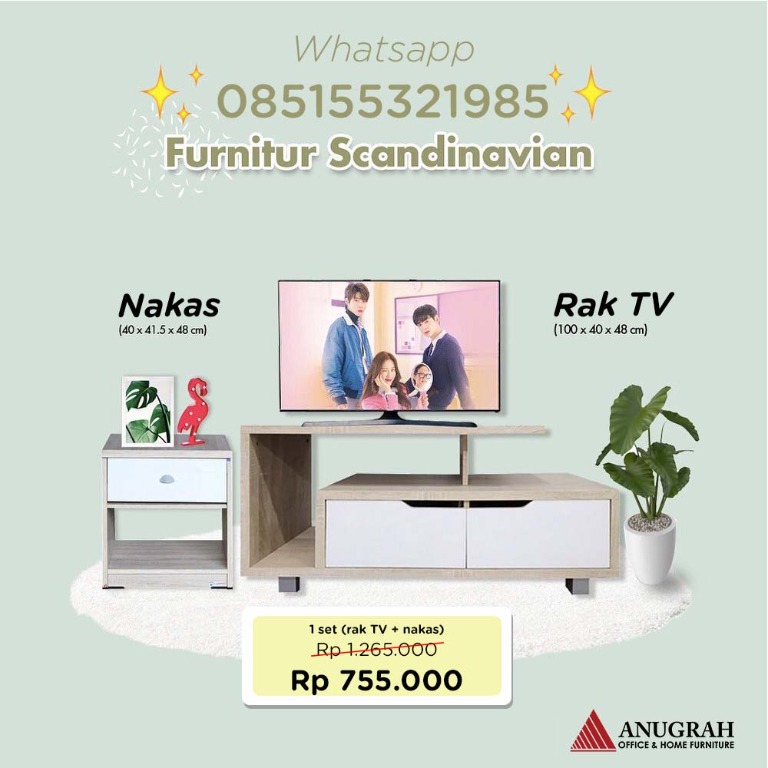 Set ruang keluarga meja tv dan nakas, Perabotan Rumah di Carousell