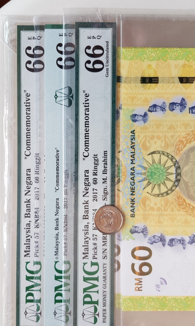 Superb Gem Unc PMG66EPQ Malaysia RM60 note, Hobbies & Toys, Memorabilia ...