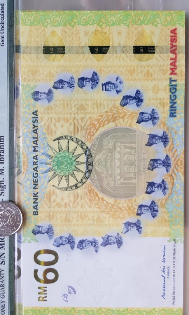 Superb Gem Unc PMG66EPQ Malaysia RM60 note, Hobbies & Toys, Memorabilia ...