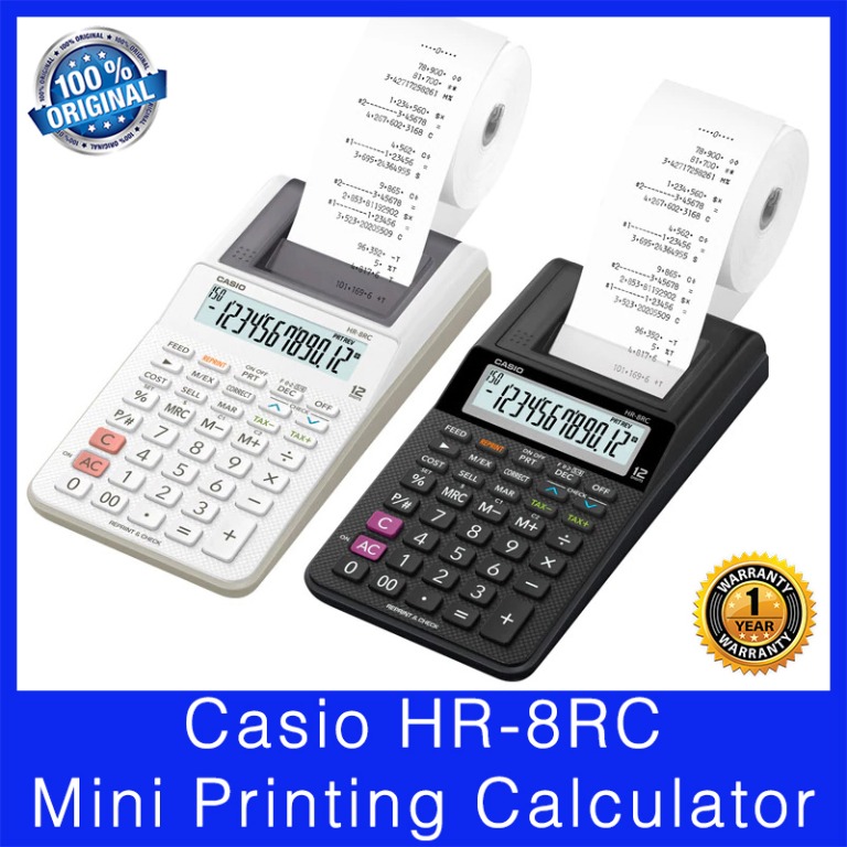 Casio HR-8RC Mini Printing Calculator. Easy to Read Display. Reprint ...