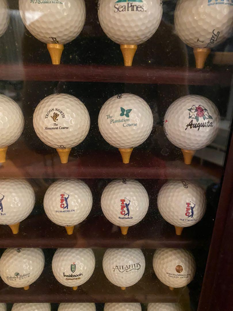 Championship golf courses golf ball collection + display case, Sports ...