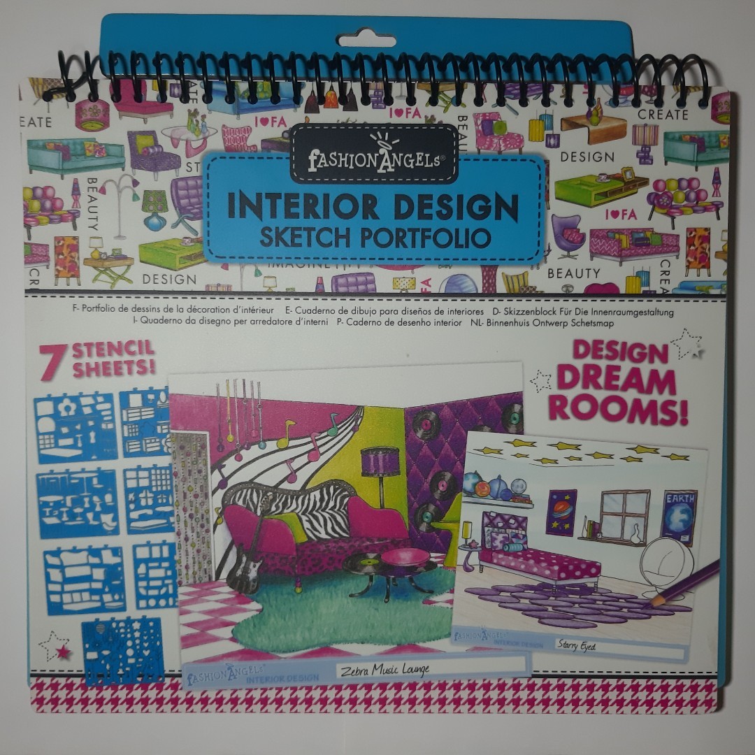 FASHION ANGELS INTERIOR DESIGN SKETCH PORTFOLIO DRAWING BOOK COLORING ...