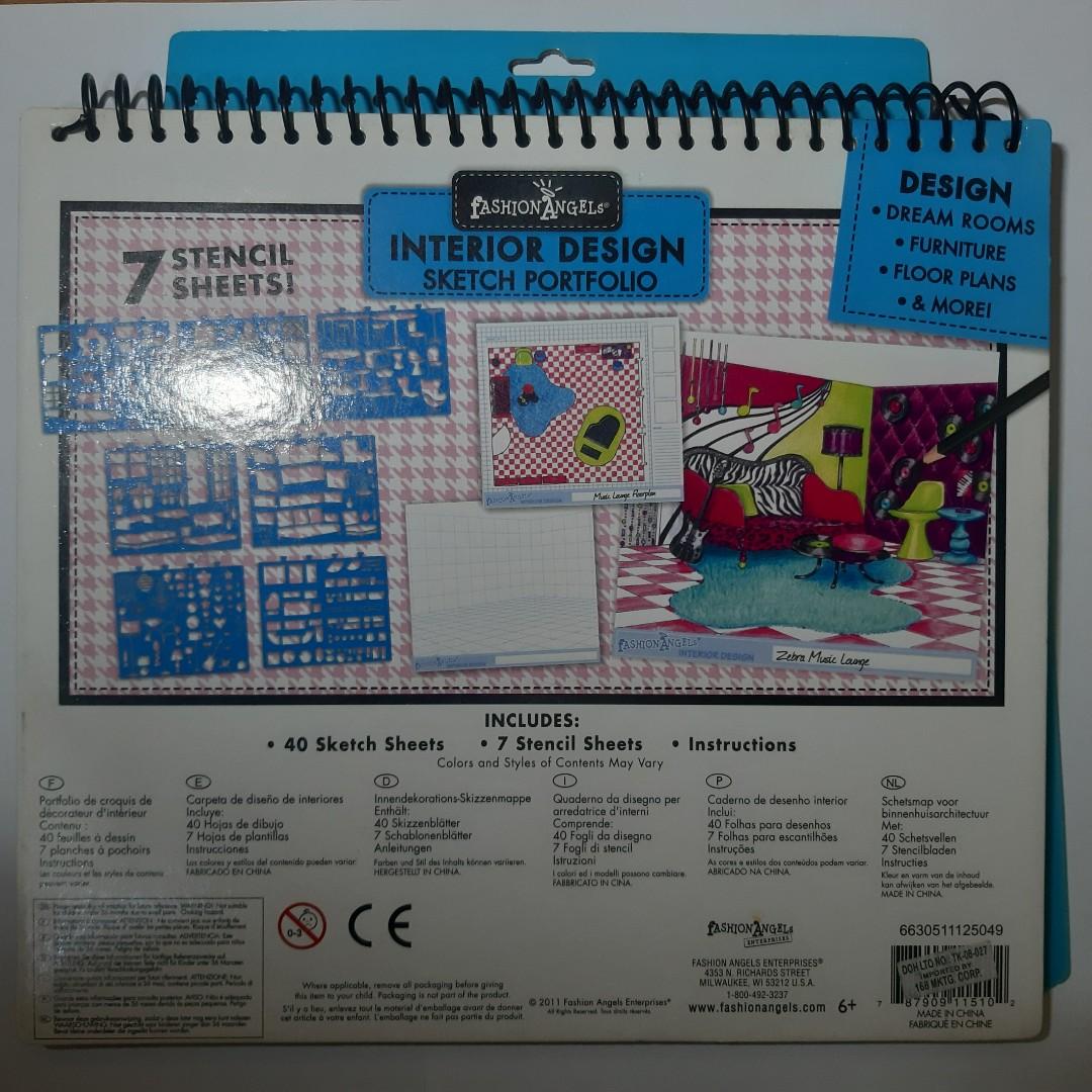 FASHION ANGELS INTERIOR DESIGN SKETCH PORTFOLIO DRAWING BOOK COLORING ...