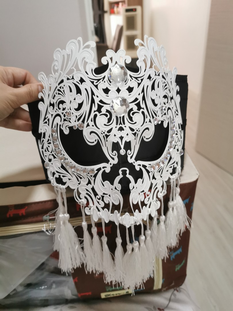 Full face white masquerade mask, Health & Nutrition, Face Masks & Face ...