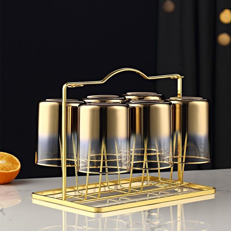 [Preorder] Luxury Gold Glass Cup Set of 6, Furniture & Home Living ...