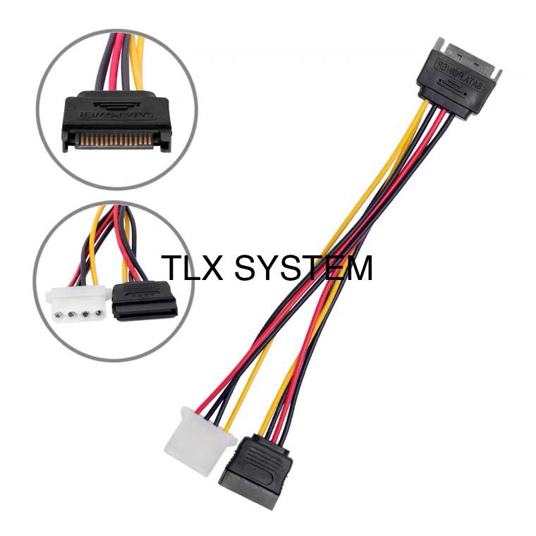 SATA Power 1 to 1 SATA and 4 Pin Molex Adapter, Electronics, Computer ...