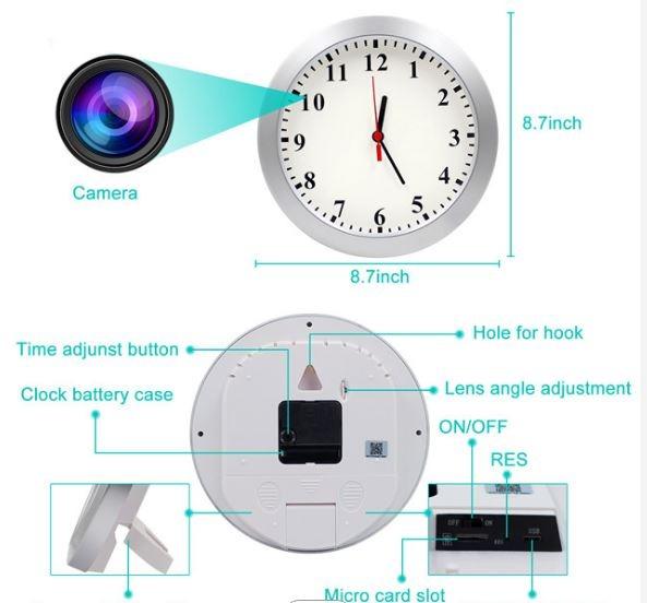 Wifi Wall Clock CCTV Camera 1080P 30fps 128GB Storage, 其他, 其他 - Carousell