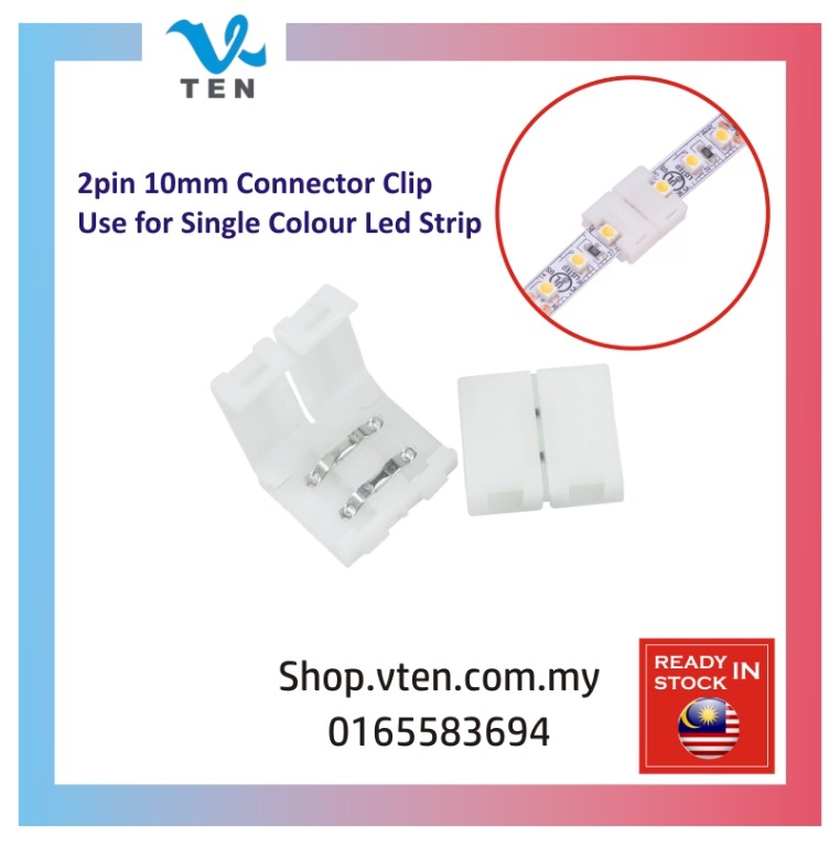 2Pin 10MM LED Strip Light Connector For SMD 5050 5730 Strip Light ...