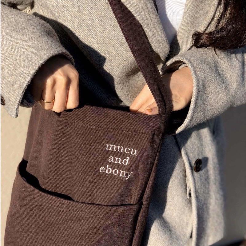 (最後降價)二手近全新 MEMI韓國代購 Mucu and Ebony (M.A.E) Baguette Bag 帆布袋, 她的時尚, 包包 ...
