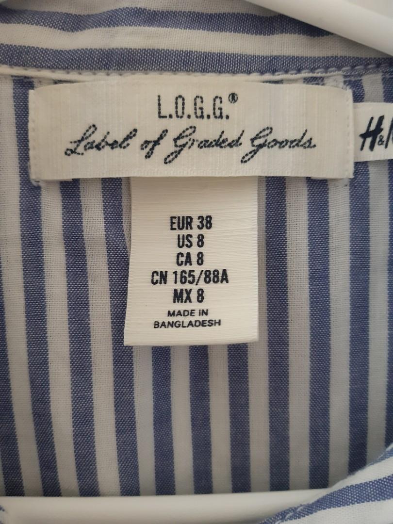 H M Label Of Graded Goods L O G G Stripped White Blue Shirt Women s 