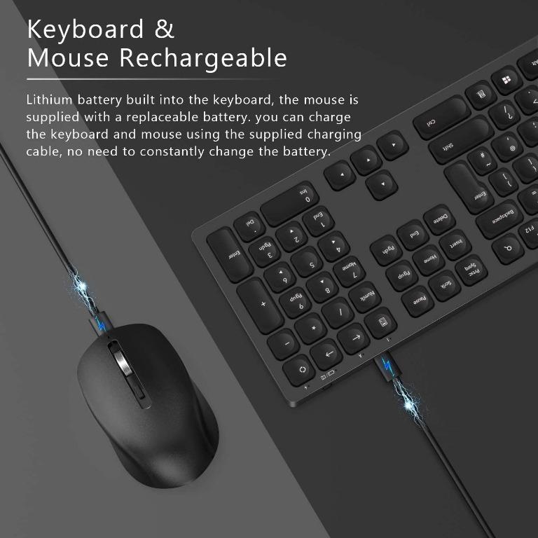 Jelly Comb Wireless USB Keyboard and Mouse Combo, 2.4G Wireless ...