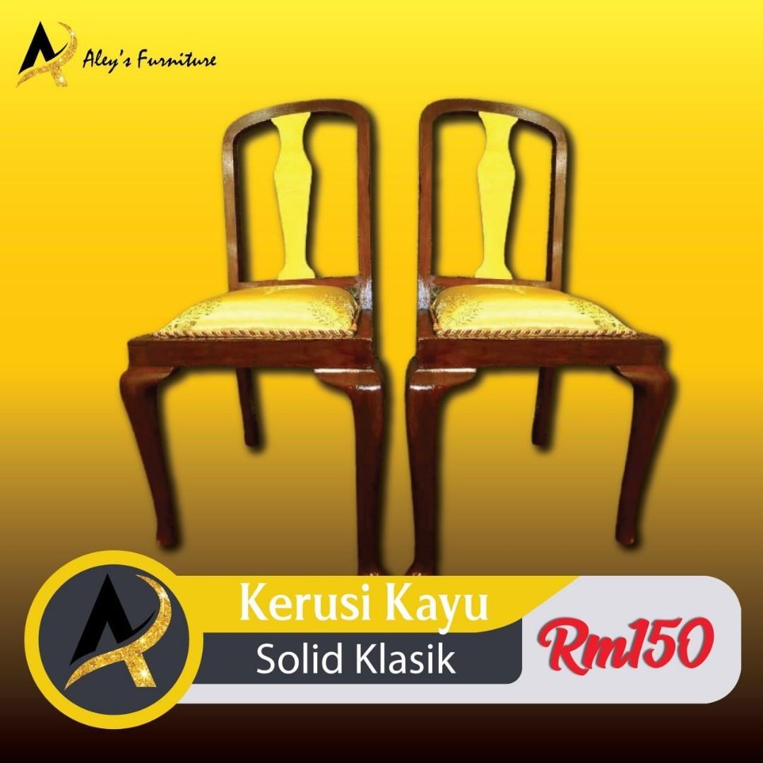 KERUSI KAYU SOLID KLASIK, Furniture & Home Living, Furniture, Chairs on ...