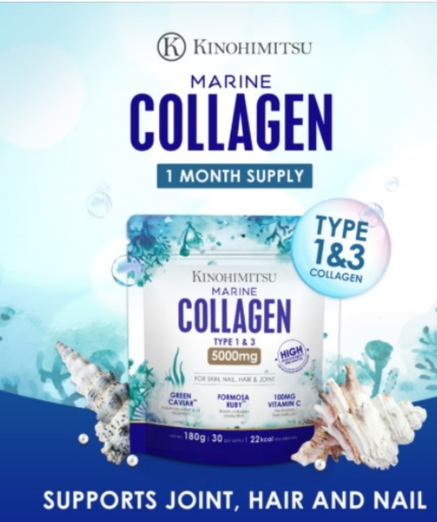 Kinohimitsu Marine Collagen Powder 5000mg (1 mth supply Strengthen Hair ...