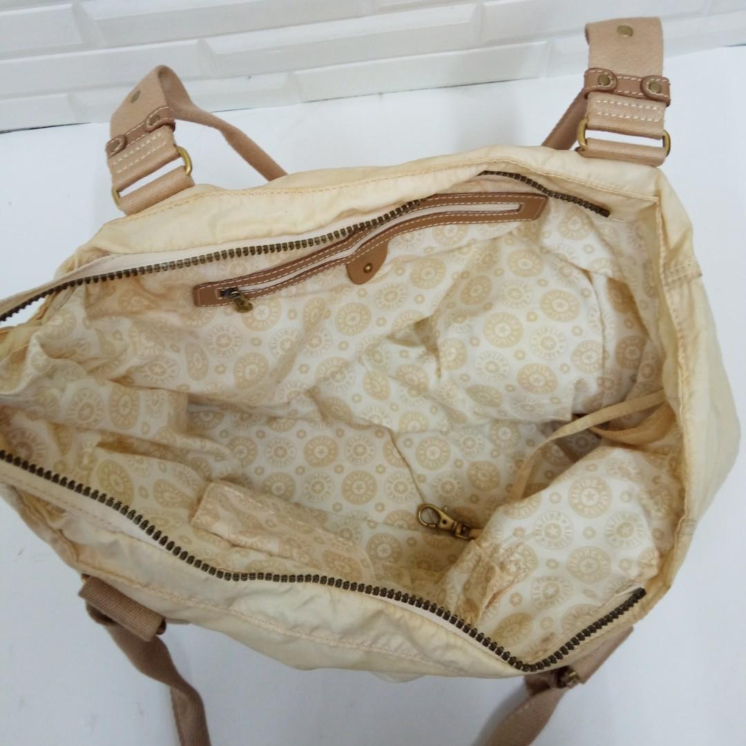 Kipling Cream Metal logo Tote Bag, Women's Fashion, Bags & Wallets ...