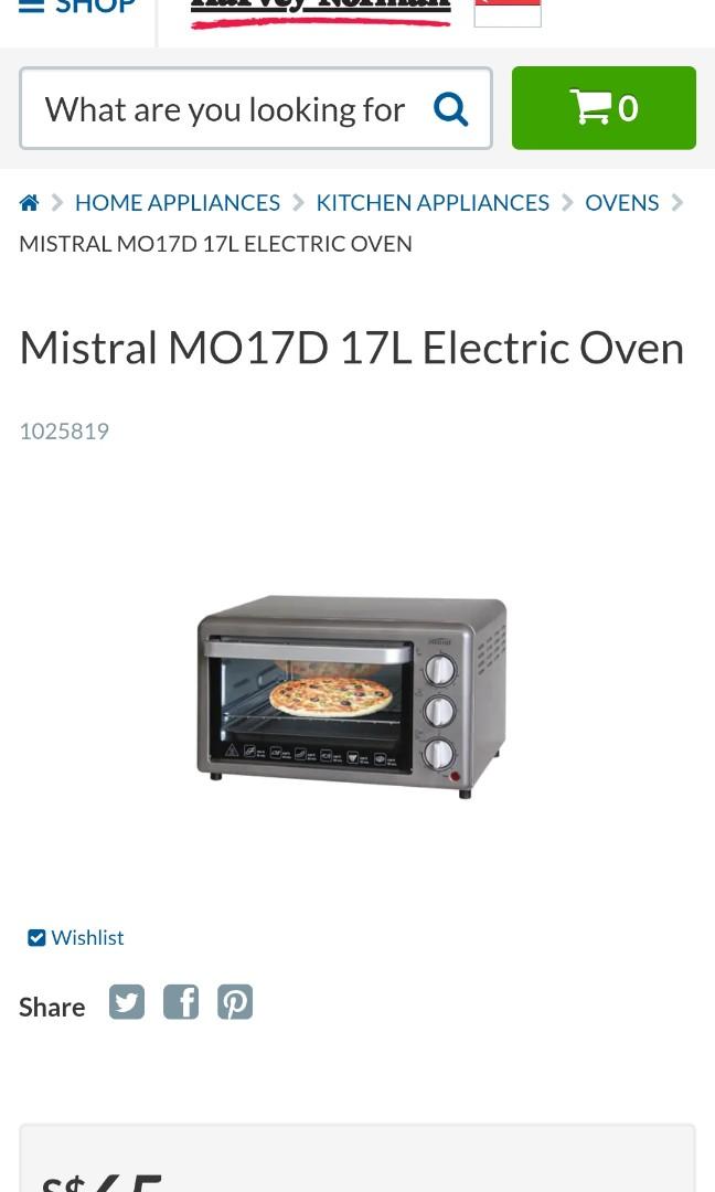 Mistral MO17D 17L Electric Oven, TV & Home Appliances, Kitchen ...
