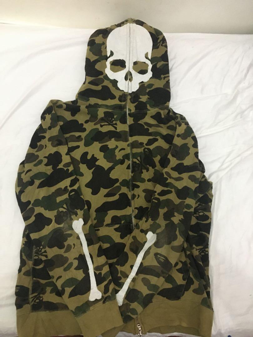 Rare Bape x Mastermind Full Zip Skeleton Hoodie (OFF), Men's Fashion ...